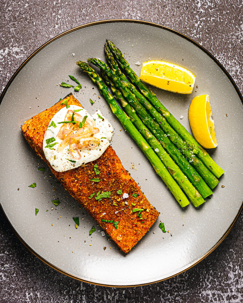 Spice-Crusted Smoked Salmon with Yogurt Mint Lemon Sauce » The Yankee ...